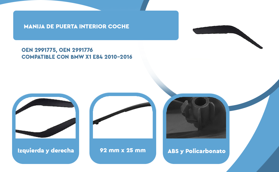 AUTOZOCO Manija de puerta interior coche, Moldura tirador puerta coche ...