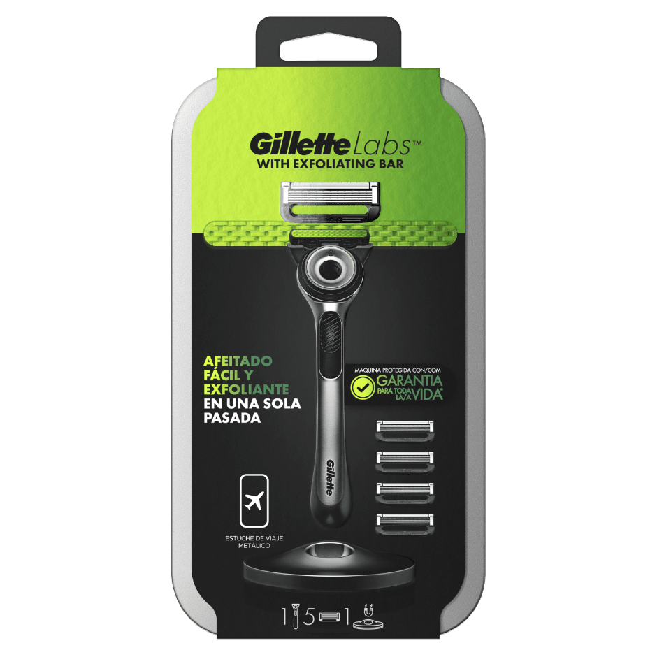 Gillette Labs - Maquinilla De Afeitar Para Hombre Con Barra Exfoliante, Estuche De Viaje, + 5 ...