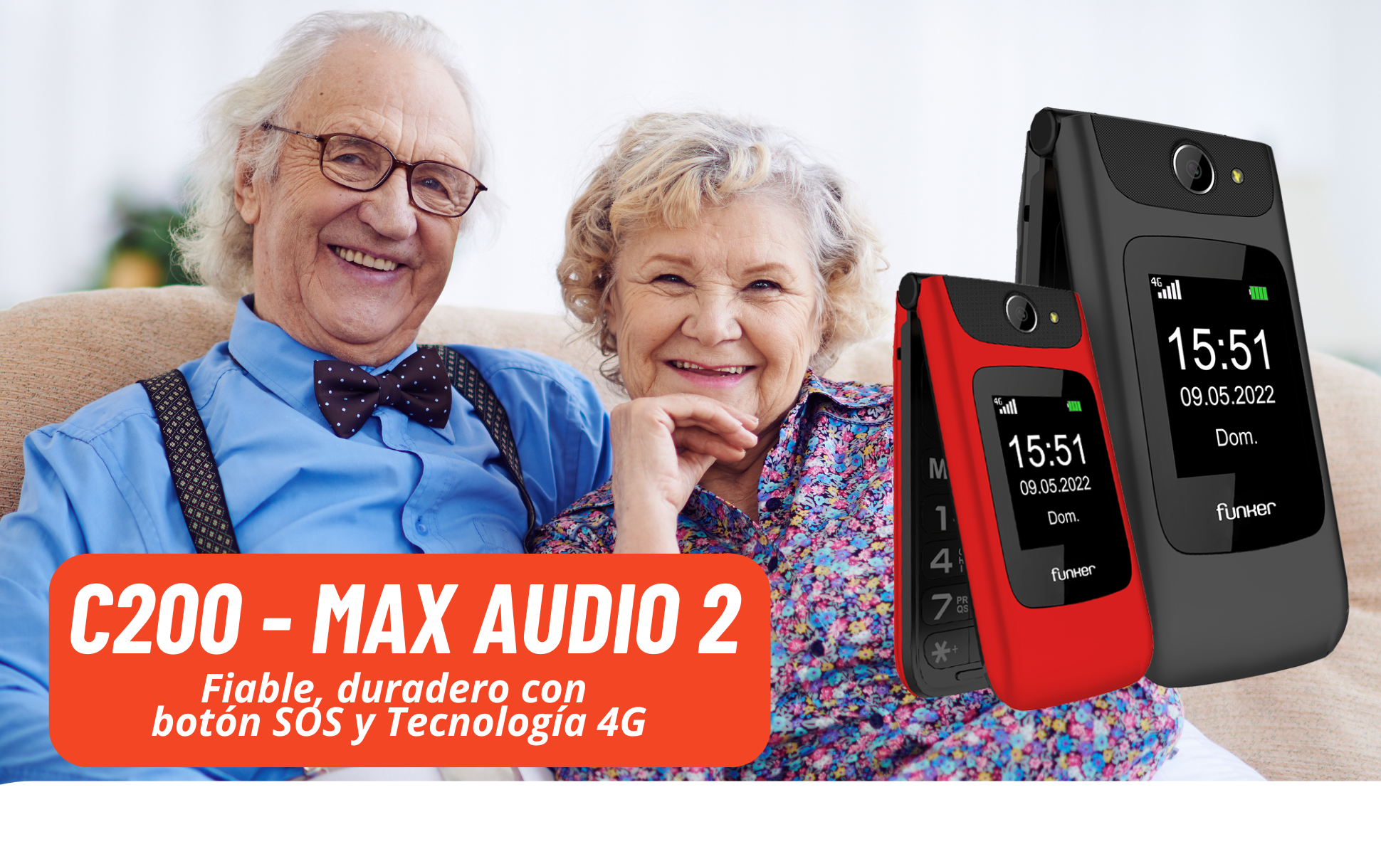 Funker C200 Comfort 4G - Teléfono móvil 4G de Tapa para Mayores ...