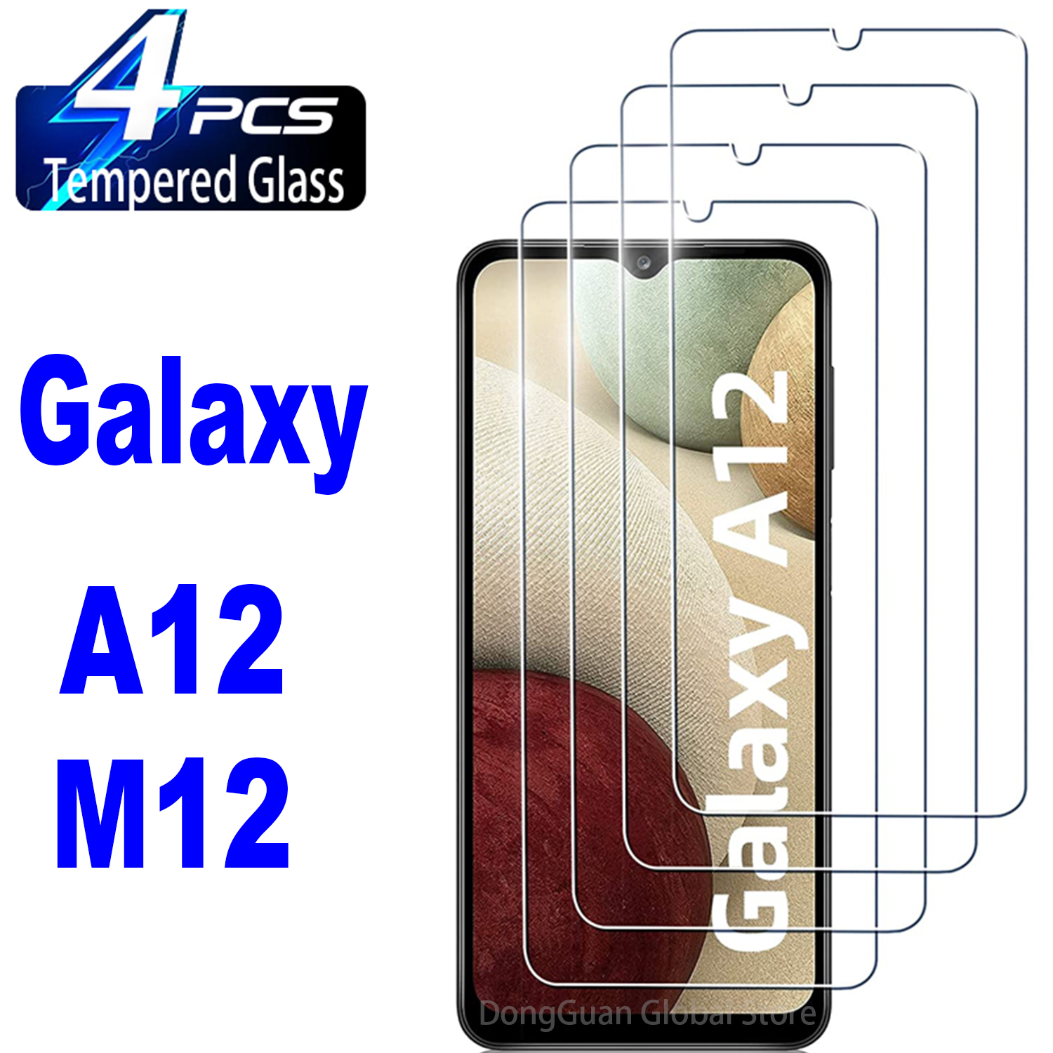 4 piezas de vidrio templado para Samsung Galaxy A12 M12 F12 A12-Nacho película protectora de ...