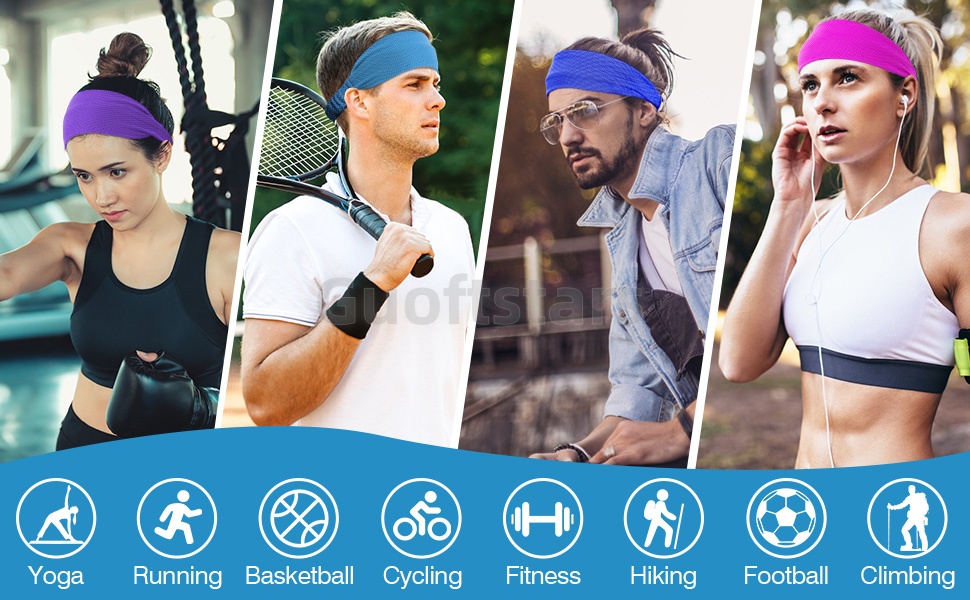 1Pcs Headband,Workout Sweatbands Elastic Non Slip Headband, Men's And ...