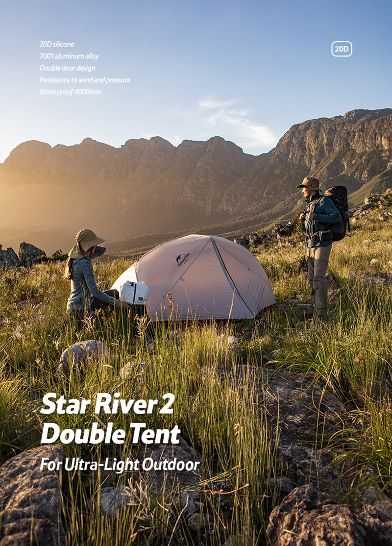 Naturehike-tienda de campaña Star River 2 para 2 personas, ultraligera, impermeable, doble capa ...