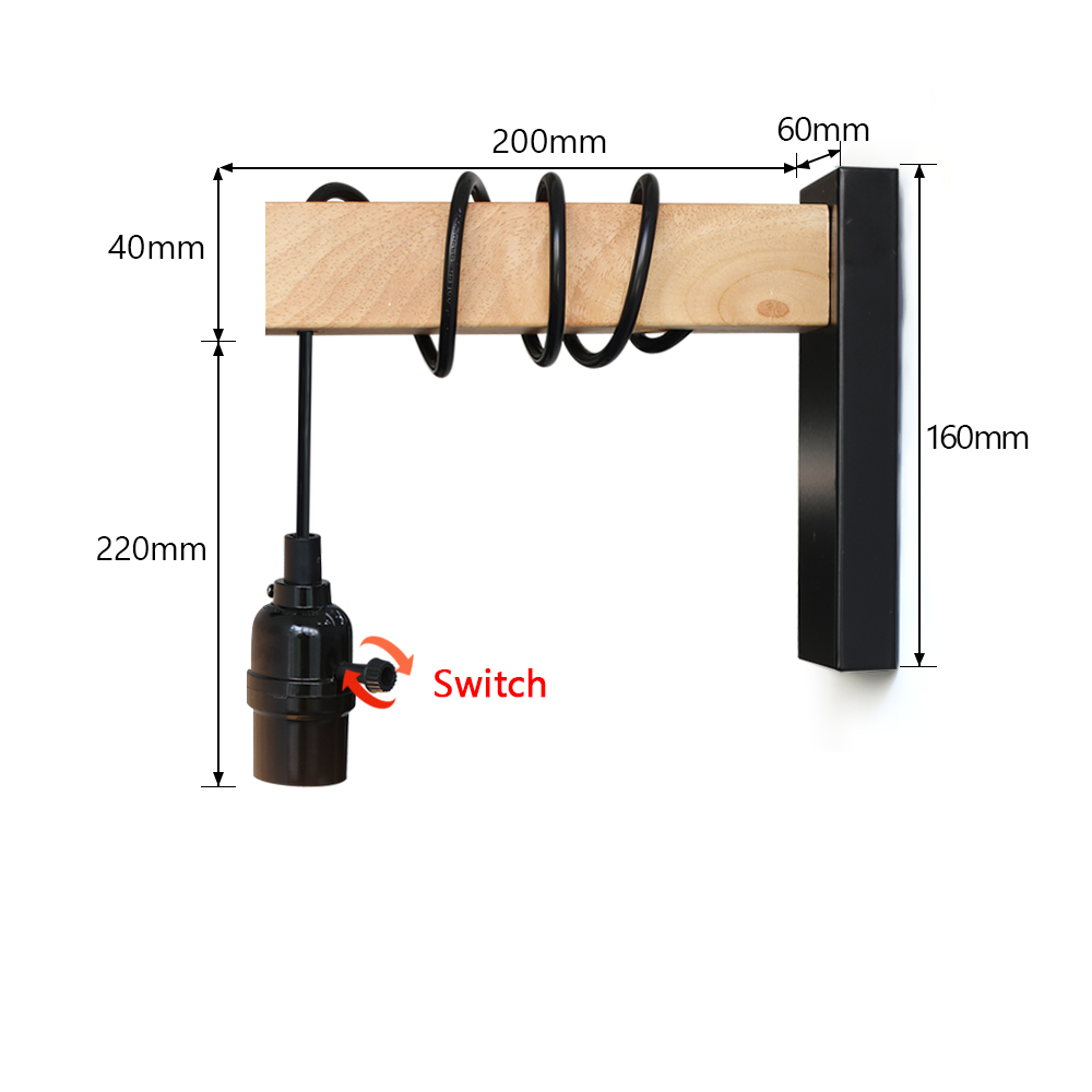 Lámpara de Pared Retro Vintage de Madera PARKSON Iluminación Interior ...