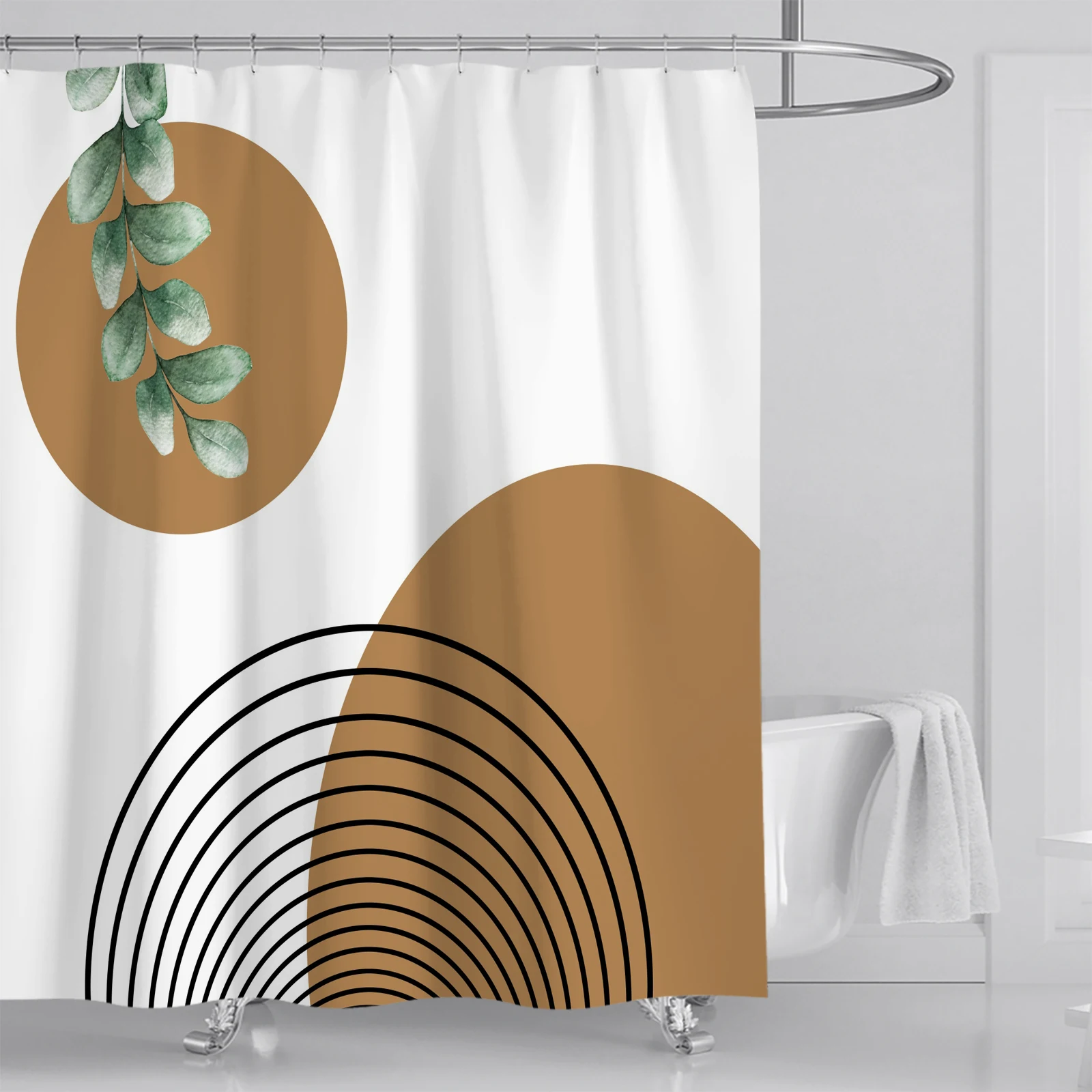 Cortina de ducha Bohemia abstracta para baño, tejido de poliéster con ...