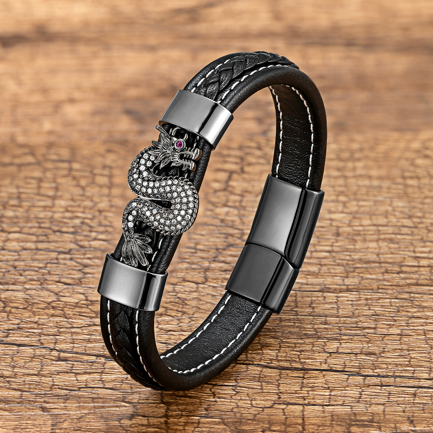 Pulsera de Cuero con Diseño de Dragón YANMIN Lujo Chino Para Mujeres y ...