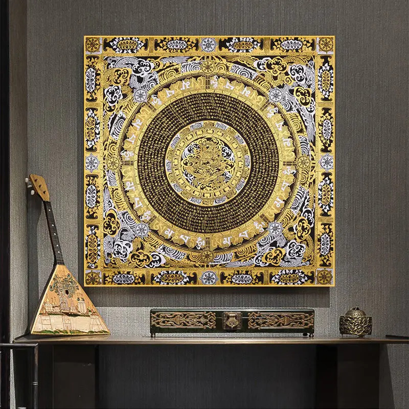 Thangka-pintura decorativa de corazón Sutra, mural de pared colgante ...