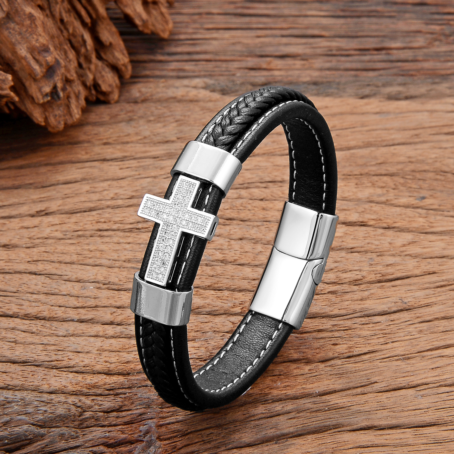 YANMIN-Pulsera de lujo con cruz CZ para hombre, joyería de Hip-hop Rock ...