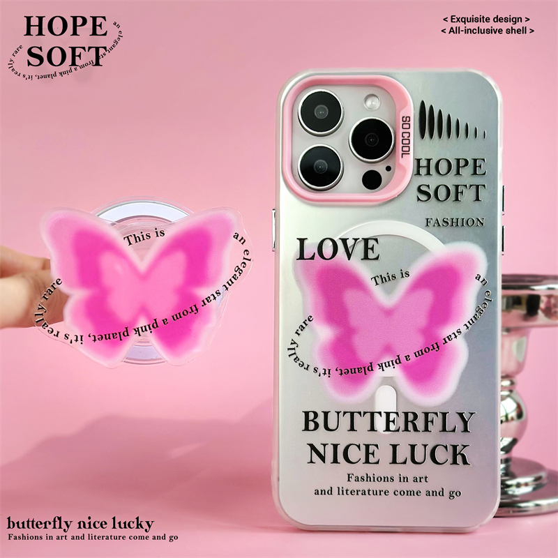 Funda de Teléfono de Laser Magnético Absorbente Butterfly Apple 15/14 ...