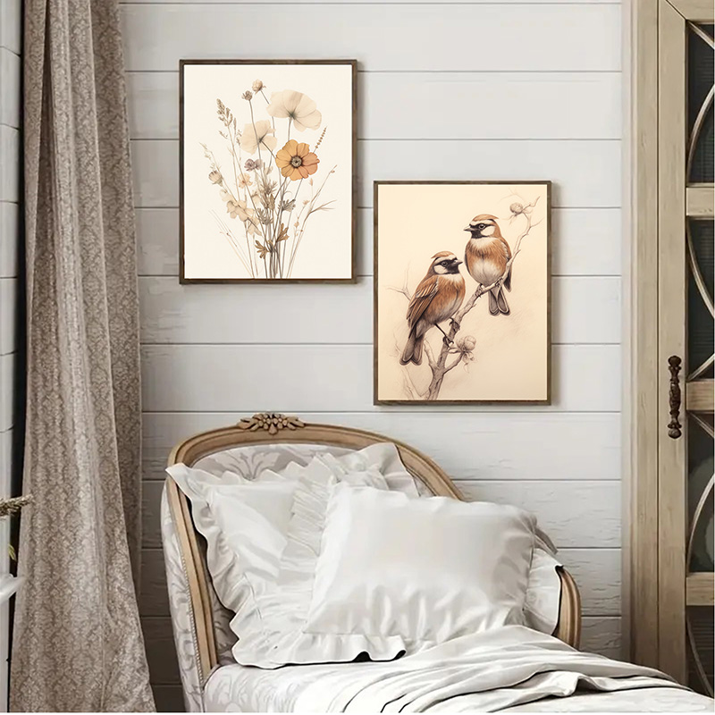 Póster de Paisaje Rústico Francés Vintage Arte de Granja en Lienzo ...