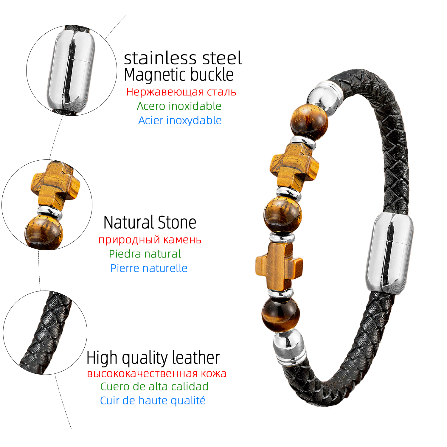 Pulsera de Cuentas de Piedra Natural YANMIN para Hombres y Mujeres ...