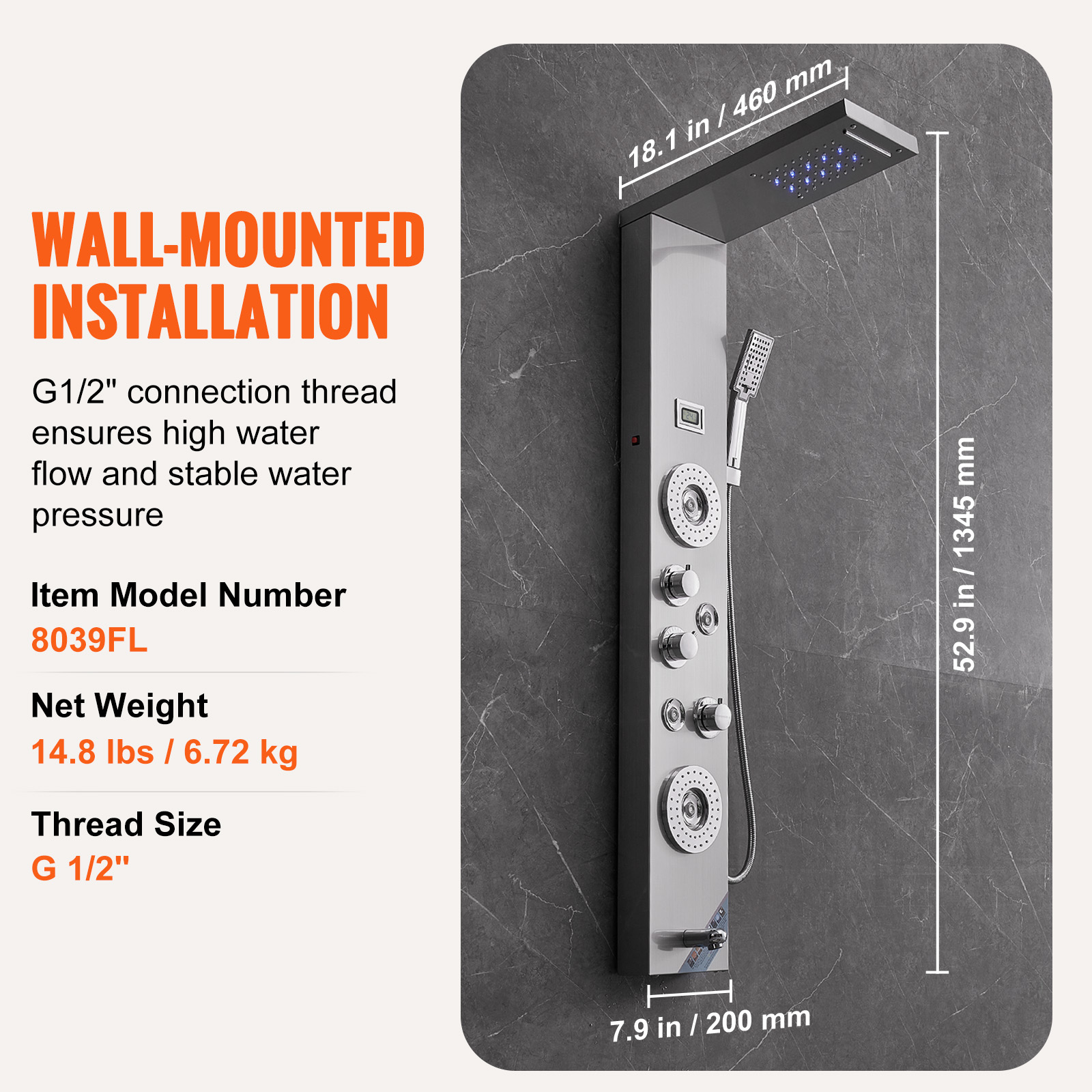 VEVOR sistema de Panel de ducha, torre de Panel de ducha, cascada de ...