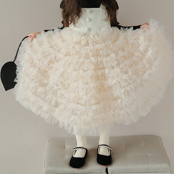 Fashoin-abrigo de lana de encaje de princesa para niña, Vestido de tutú ...